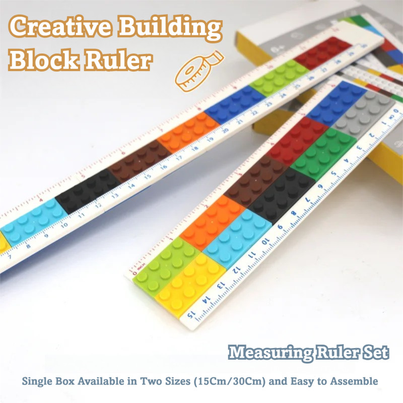 1box Color DIY Building Blocks Assembly Ruler Double Sided Scale Color ...