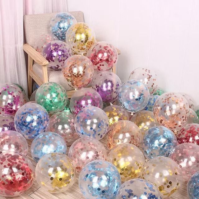 ACE - 100pcs 12 inch Transparent Latex Confetti Balloons Transparent ...