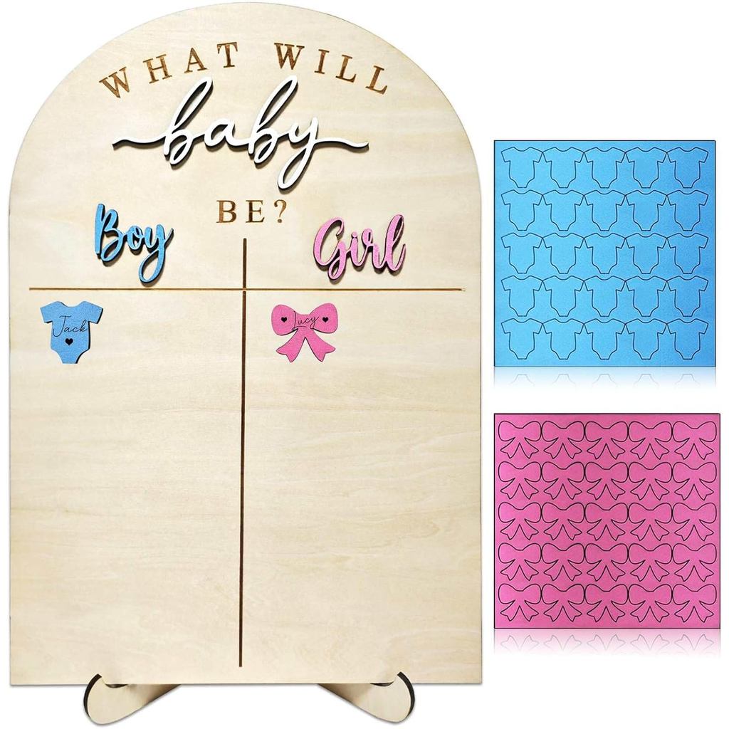 Wooden Baby Gender Reveal Voting Board with Stand, Girl or Boy Voting ...