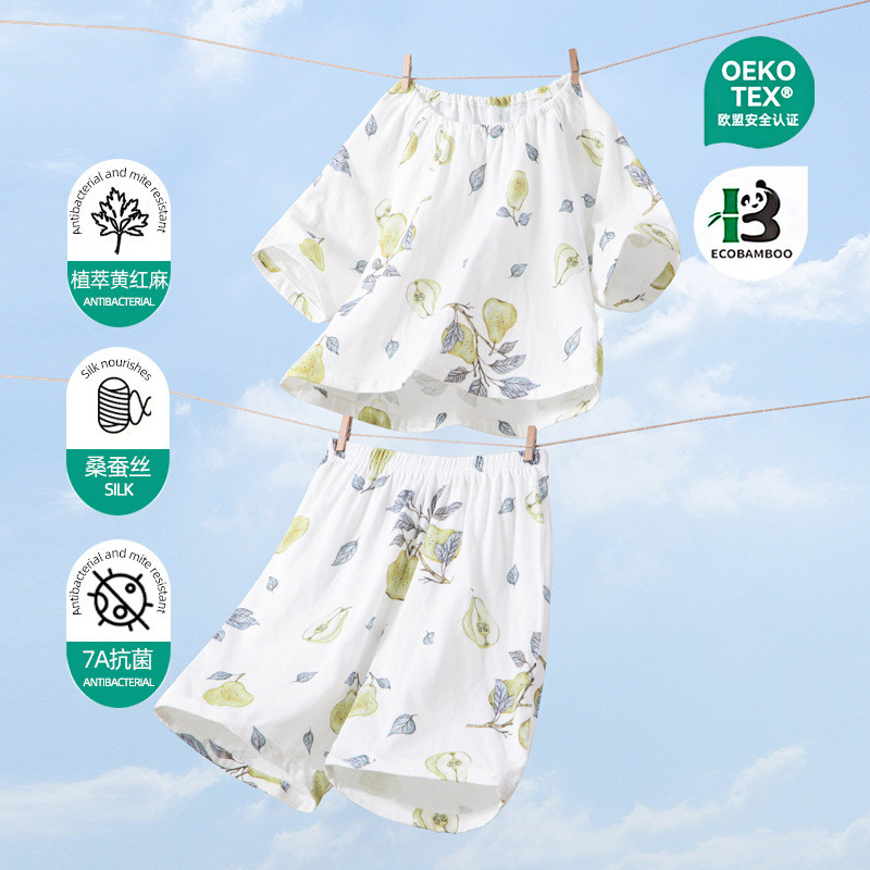 Baby split set gauze short-sleeved two-piece set f ...