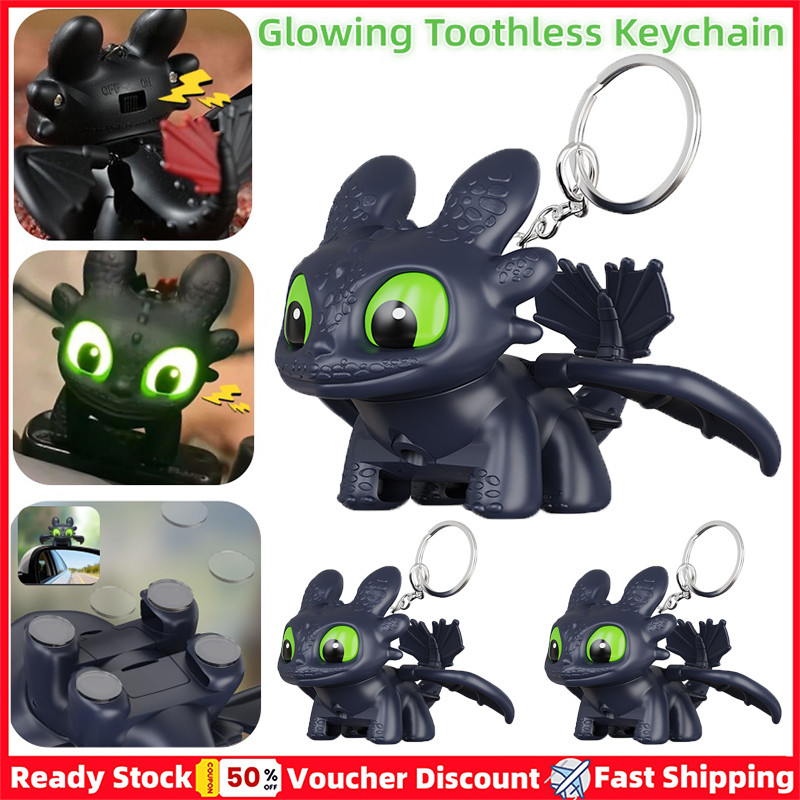 [Ready Stock] 2PCS Creative Glowing Toothless Keychain Funny Eyes ...