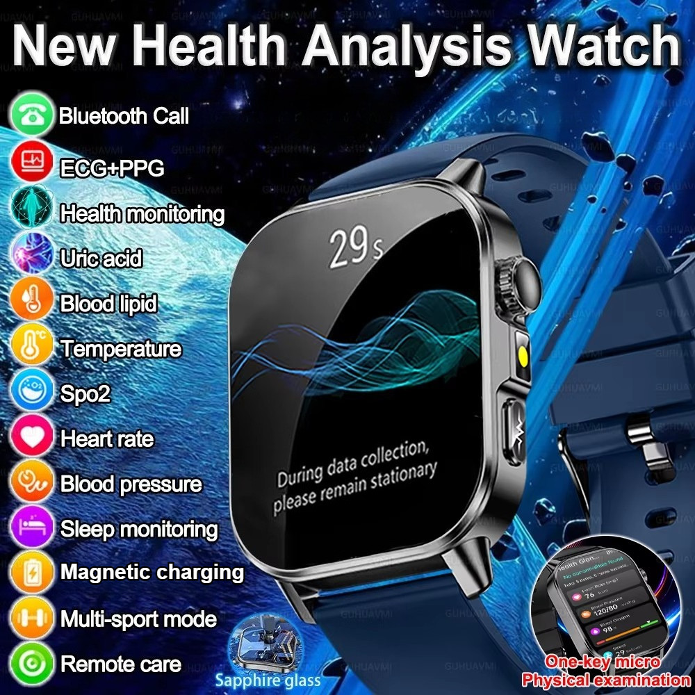ECG+PPG Smartwatch Men Uric Acid Blood Fat HD AMOLED Screen Bluetooth ...