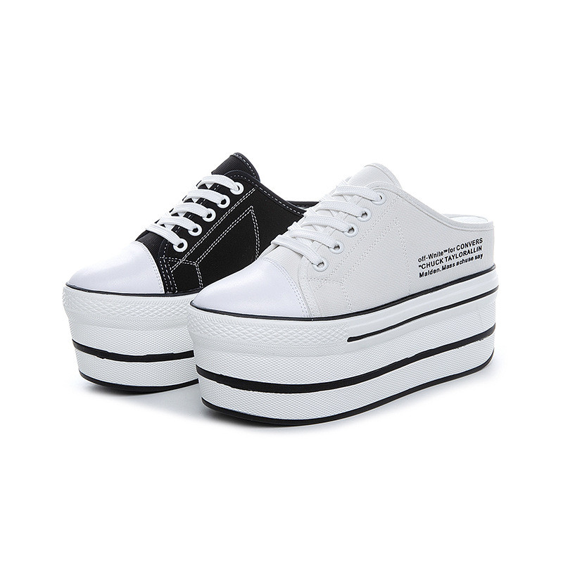White Spring Style Platform Heel Canvas Shoes - Women's Outerwear ...