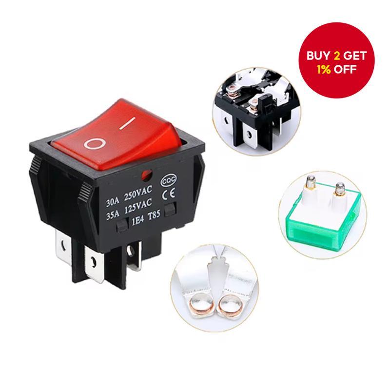 KCD4 Rocker Switch 4 Pin Rocker Switch DPST ON/Off Red Illuminated Snap ...