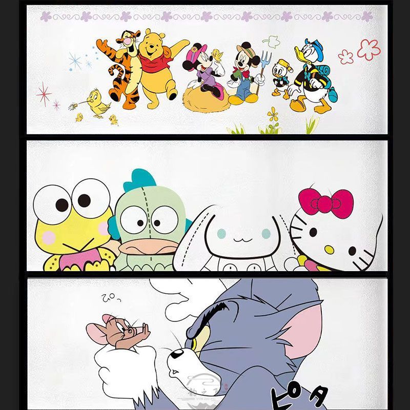 Horizontal Glass Sticker Cartoon Frosted Electrostatic Sticker ...