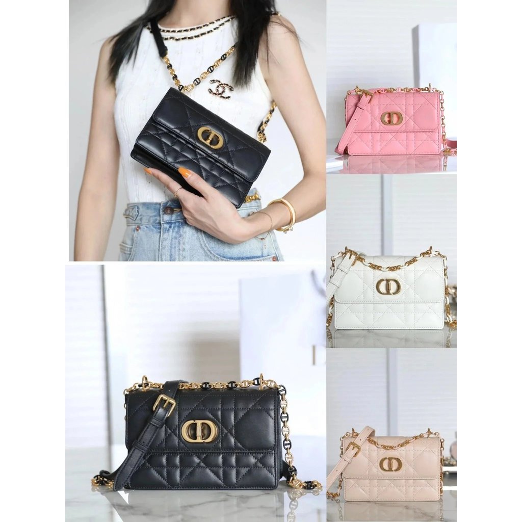 Dior Miss Caro Adjustable Shoulder Strap Oversized Rattan Checked Sheep ...