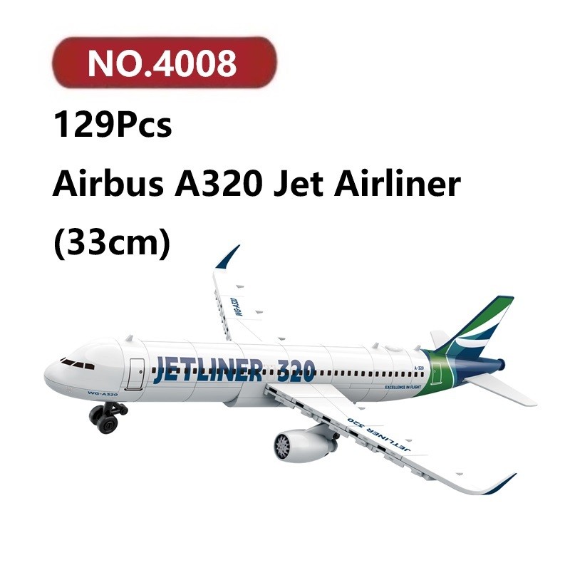 A320 Jet Airline Airbus Building Blocks 129 Pcs WANGE Fighter Plane ...