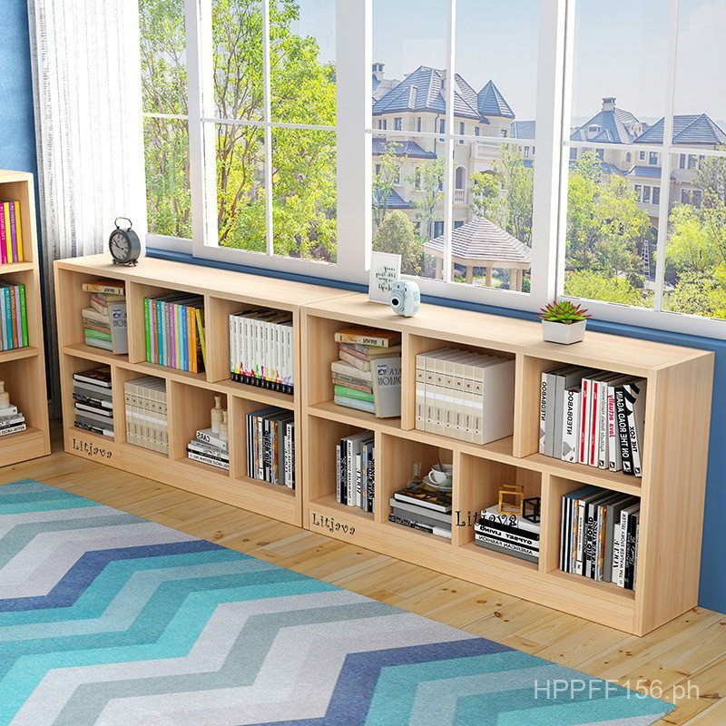 Bookshelf Grid Cabinet Storage Cabinet Solid Wood Low Cabinet Student ...