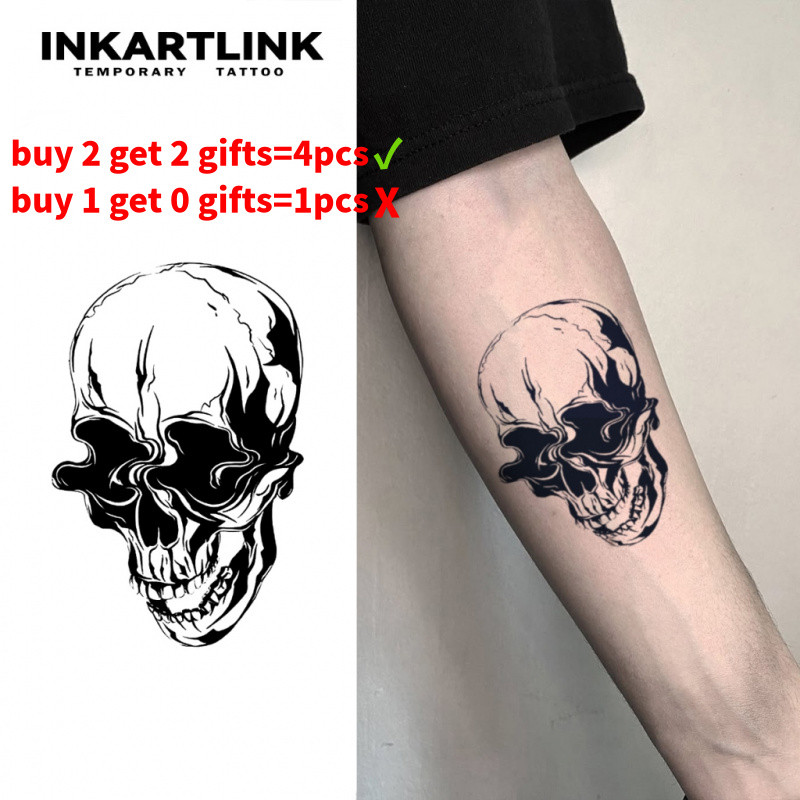 Skull temporary tattoo stickers, waterproof long-lasting magic tattoo ...