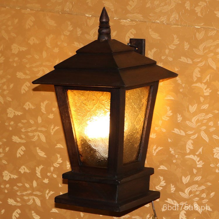 Thai Solid Wood Wall Lamp Southeast Asian Corridor Aisle Lighting ...