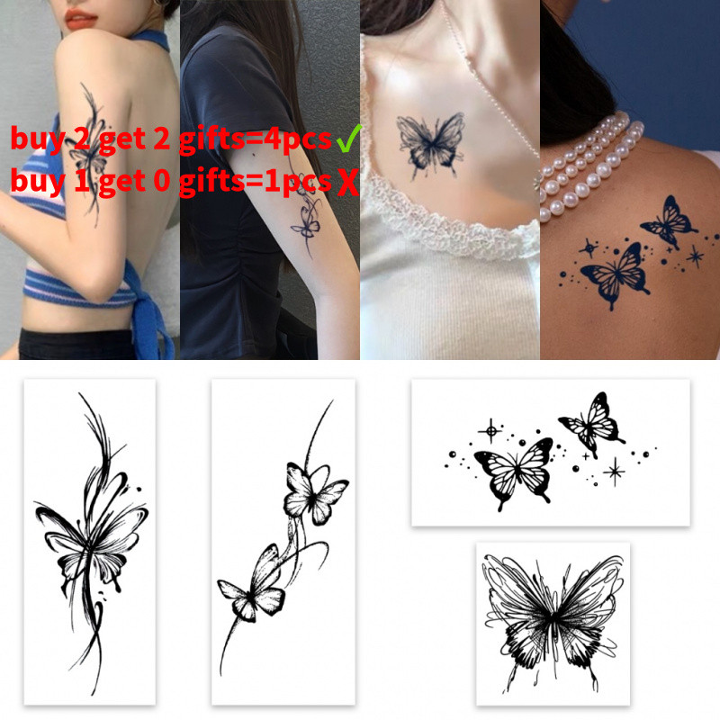 Inkartlink Butterfly Set Waterproof Temporary Tattoo Stickers Long ...