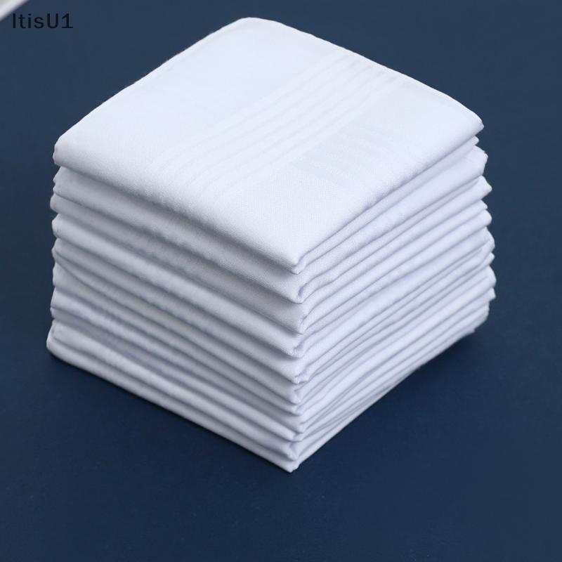 [FSP] 6/12Pcs Men's Pure White Handkerchiefs Women's Plain ...