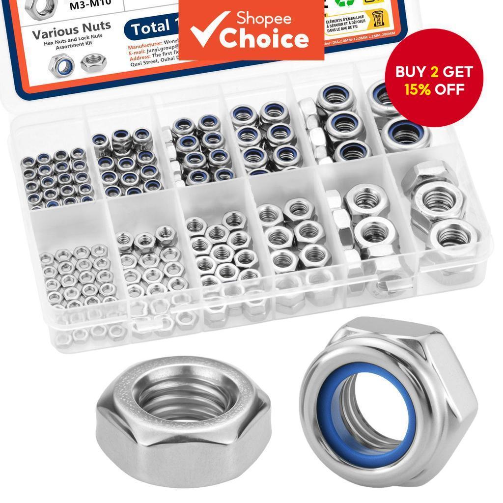 SANJODS Stainless Steel Metric Hardware Fastener Kit Locknuts And Hex ...