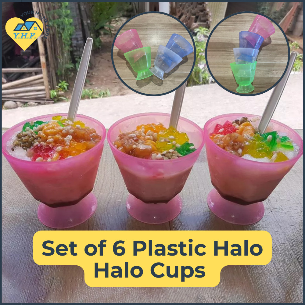 YHF Set of 6 Plastic Halo Halo Cups | Sago Gulaman & Smoothie Glasses ...