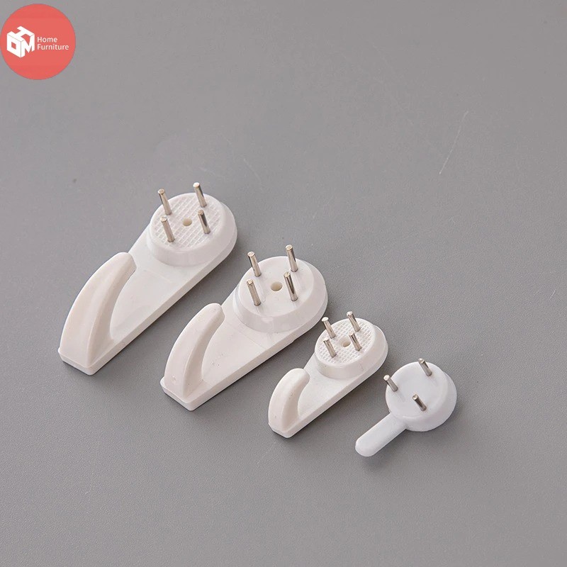 20 Pcs Plastic Invisible Wall Nail Mount Photo White Nail Hook Hanger ...