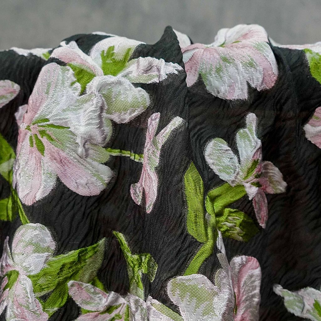 Fashion Embossed Black Background Woven Dress Fabric Elegant Dress ...