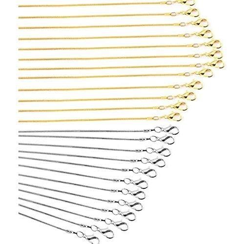 Forise 24 Pcs Gold Plated and Silver Plated 1.2 mm Snake Chains ...