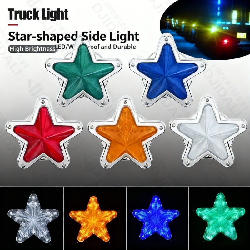 24V LED Star Side Marker Light Blue Red Green Waterproof Warning Light ...