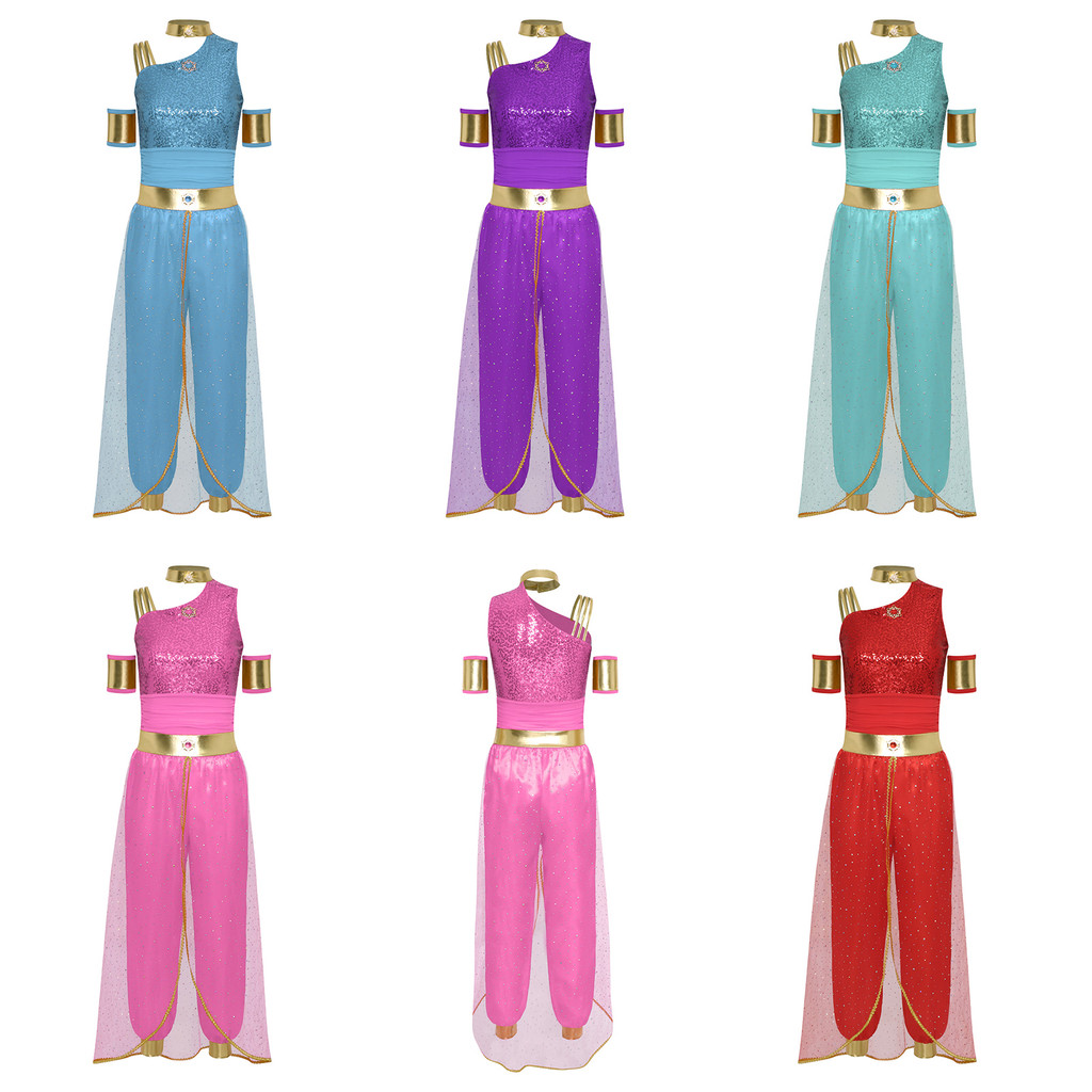Jhaoyu Womens Arab Princess Cosplay Belly Dance Costume Gem Decor ...