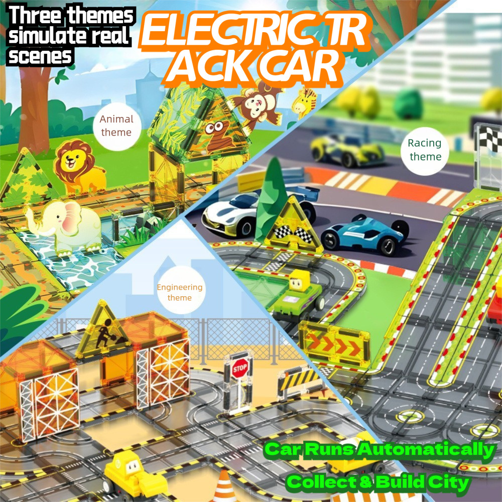 Product Name: DIY Magnetic Tiles City Track Car Set (Electric Vehicle ...