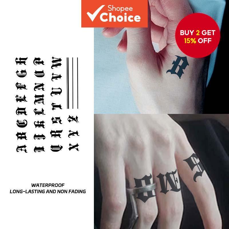 Alphabet Temporary Tattoo Stickers Waterproof Unisex Finger Design for ...