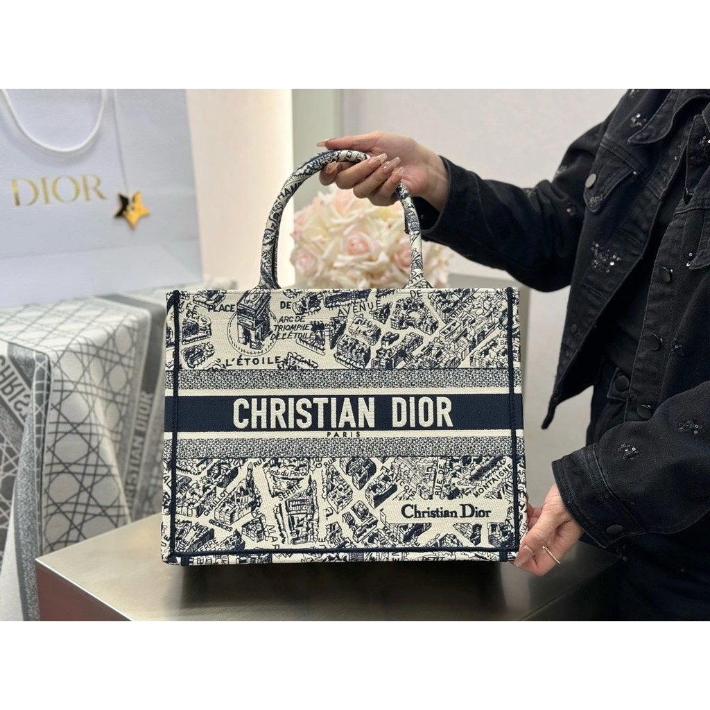 Dior [High Version] Navy Blue Paris Map ️ Medium Tote | Shopee Philippines
