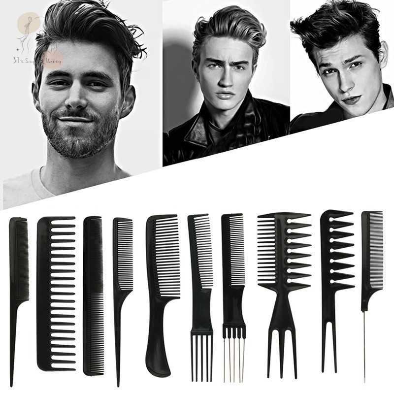 10pcs Professional Comb Set 10Pcs Black Pro Salon Hair Styling Barbers ...