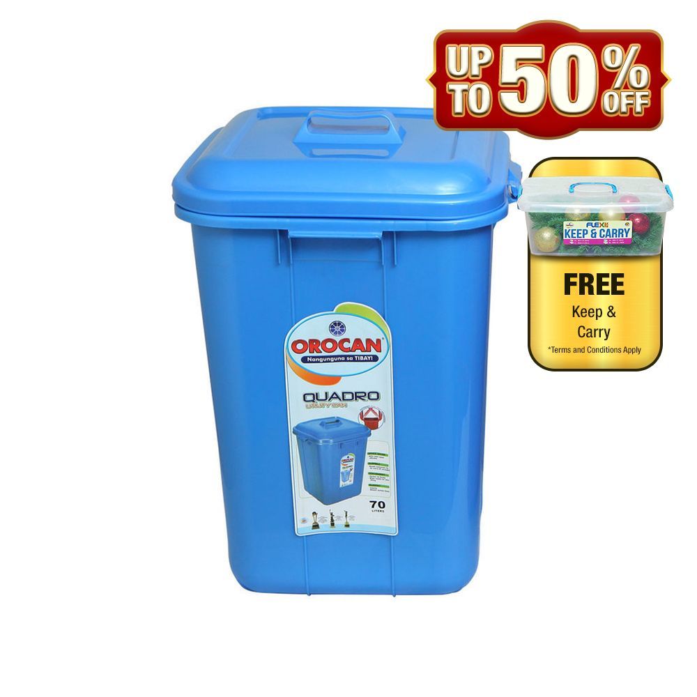 Orocan Quadro Utility Can With Cover 70L | Basurahan/Garbage Can with ...