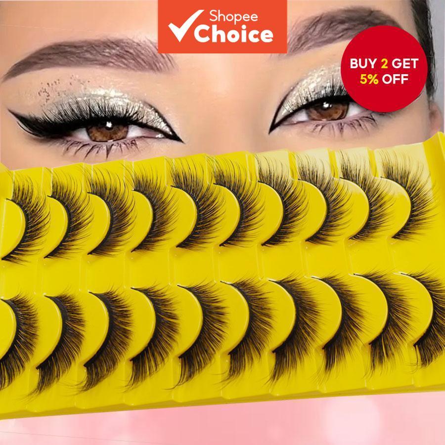 Dramatic 3D Full Strip Eyelashes 10 Pairs – Long & Thick Mango Eye ...