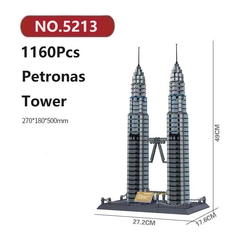 Petronas Twin Towers KLCC Building Blocks 1160 Pcs WANGE Architecture ...