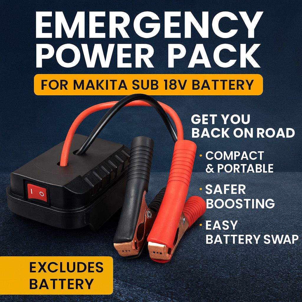 Makita‐Compatible 12V Car Jump Starter – Portable Battery Pack, Dual ...