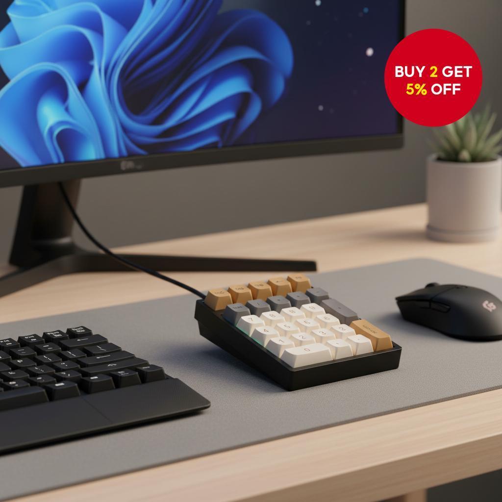 APAYADO T21 Wireless Numpad Mechanical Keyboard | 21 Key | Blue Switch ...