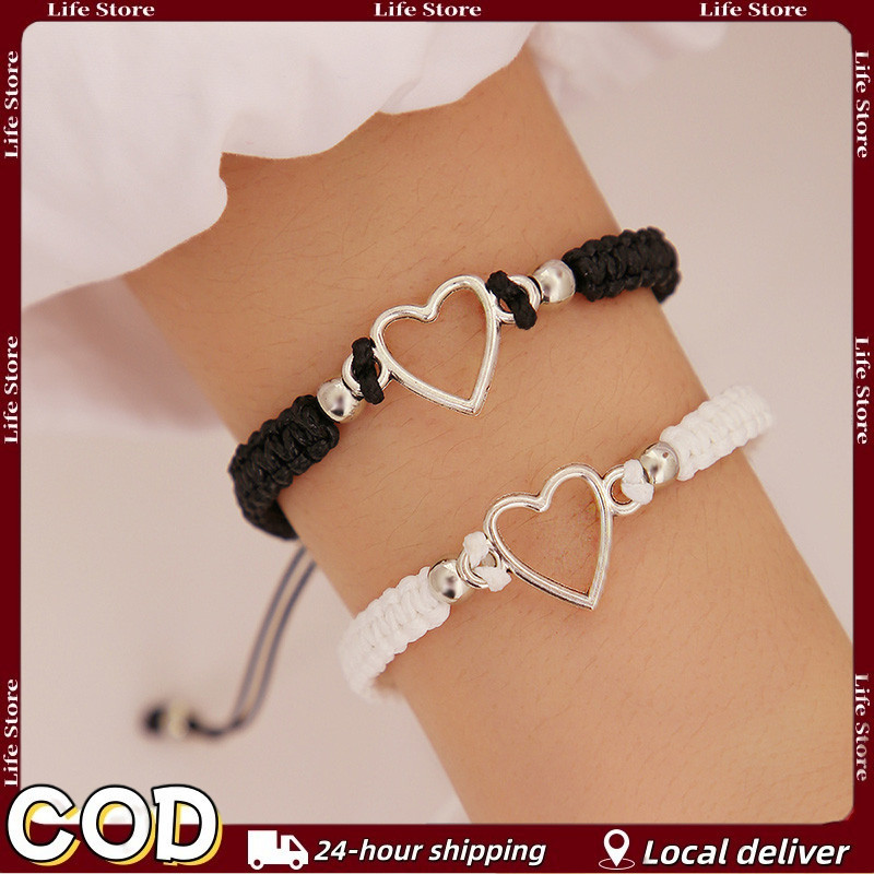 Flat Knot Heart Hand Woven Adjustable Bracelet Couple Bracelet Love ...