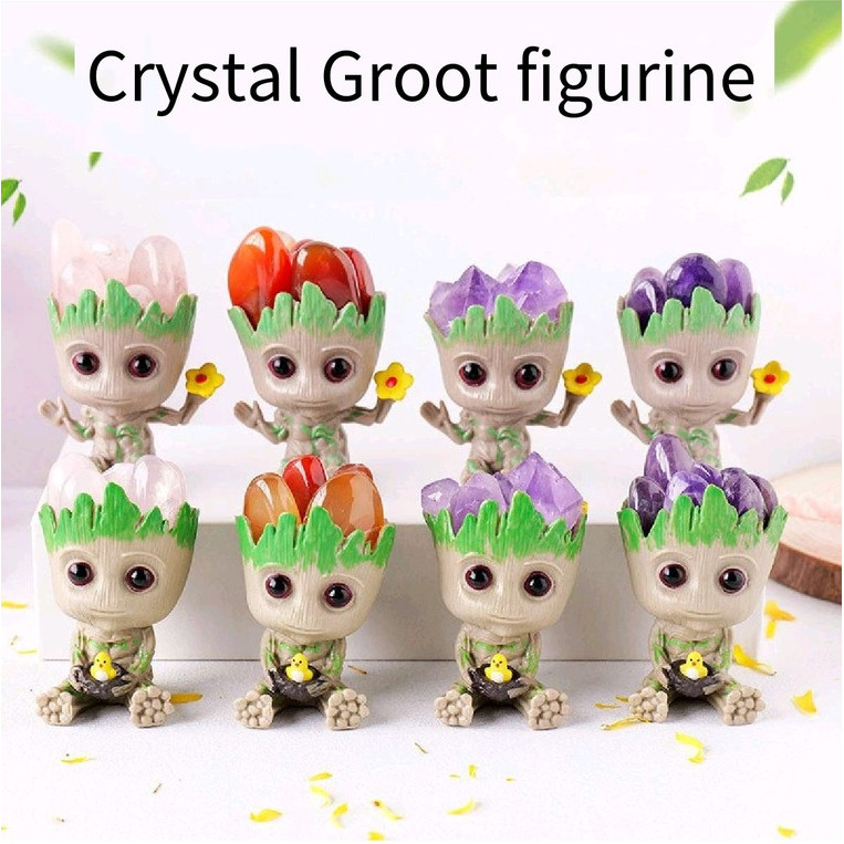 Natural Amethyst Groot Pendulum–Tree Mannequin Figurine with Crystal ...