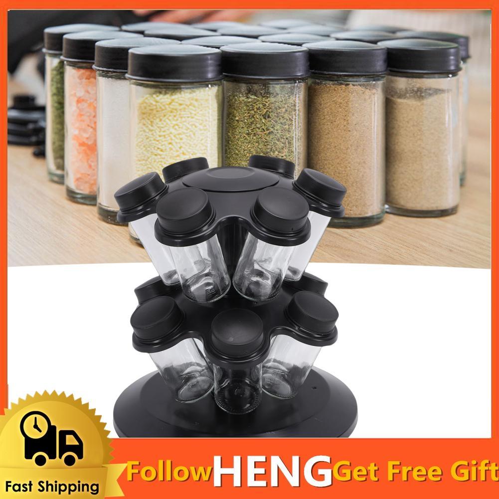 Hengyus Oreilet Rotating Rack Revolving with 12 Jars Spinning Organizer ...