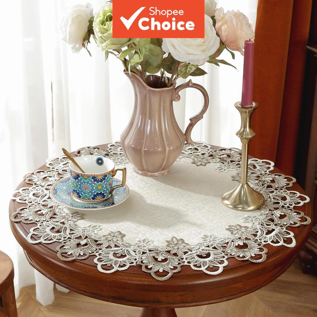 100% Polyester Vintage Lace Small Round Placemats Coasters Embroidered ...