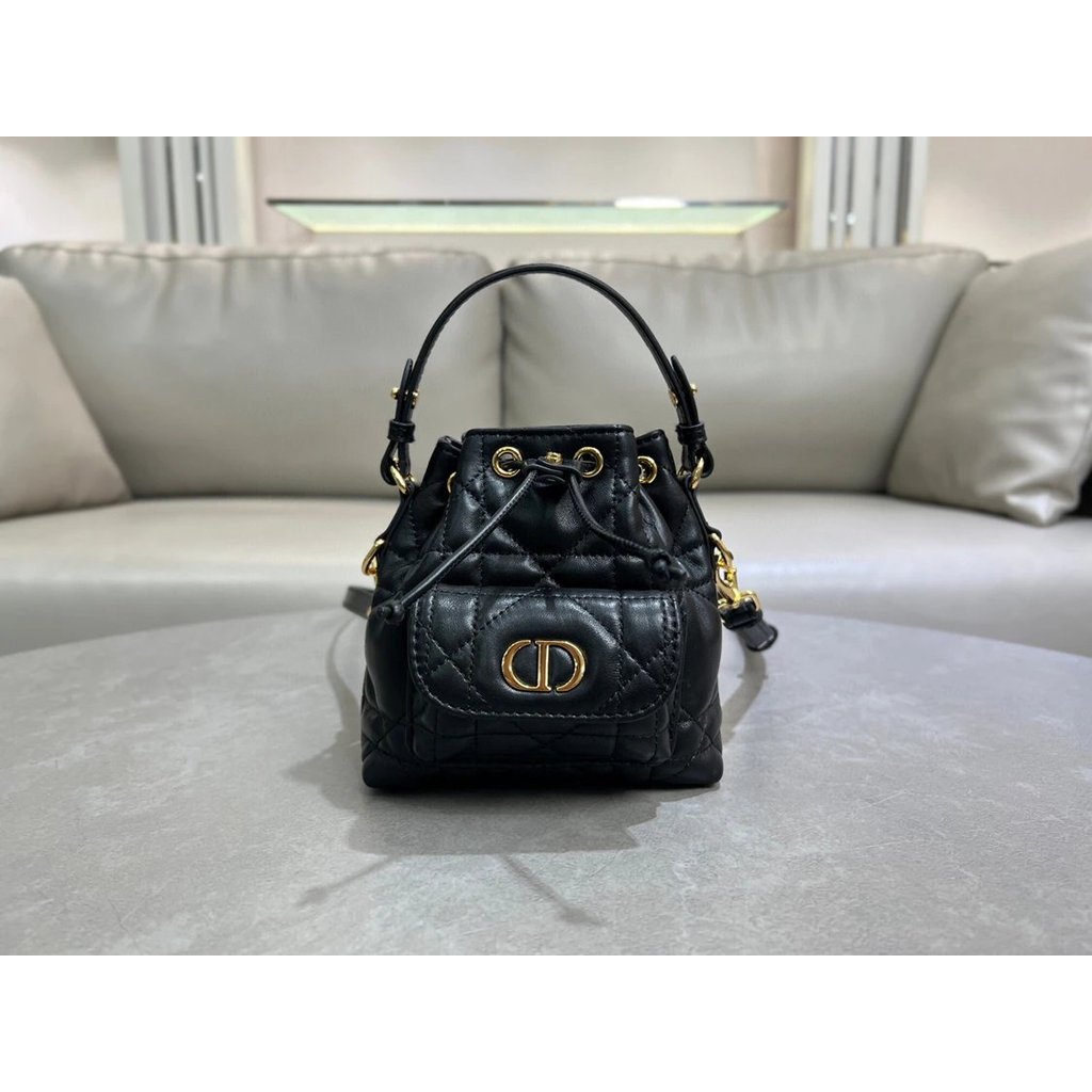 DIOR 2025 Autumn New Style Caro Series Drawstring Bucket Bag, Handbag ...
