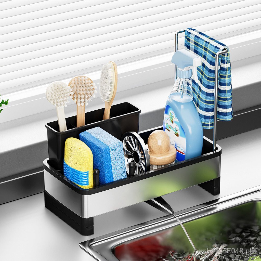 Kitchen Dishcloth Rag Countertop Draining Rack Storage Rack Stainless ...