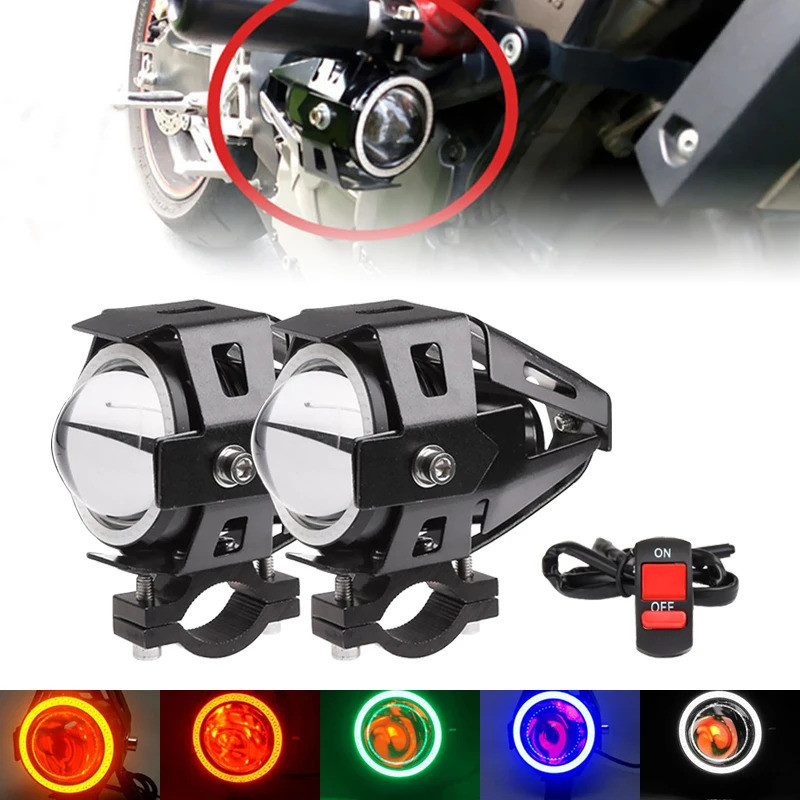 U7 Led Motorcycle Headlight Angel Eyes Spotlight Headlamp Super Bright ...