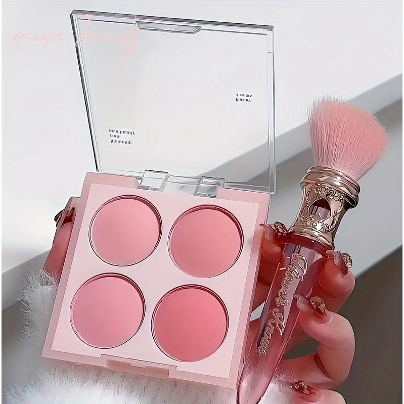 4 Colors Blush Palette Low Saturated Powder Compact Soft Color Gradient ...