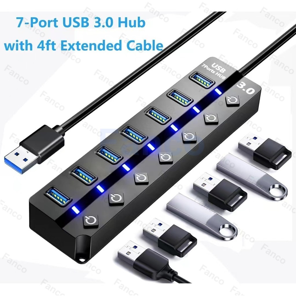USB Hub 3.0,7-Port USB Hub Splitter with Individual On/Off Switches,for ...