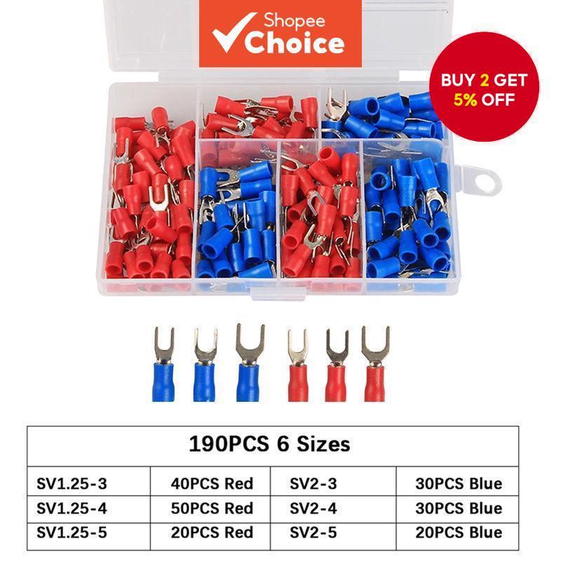 190Pcs Crimp Terminal Spade Fork Connector Wire Connector Insulated ...