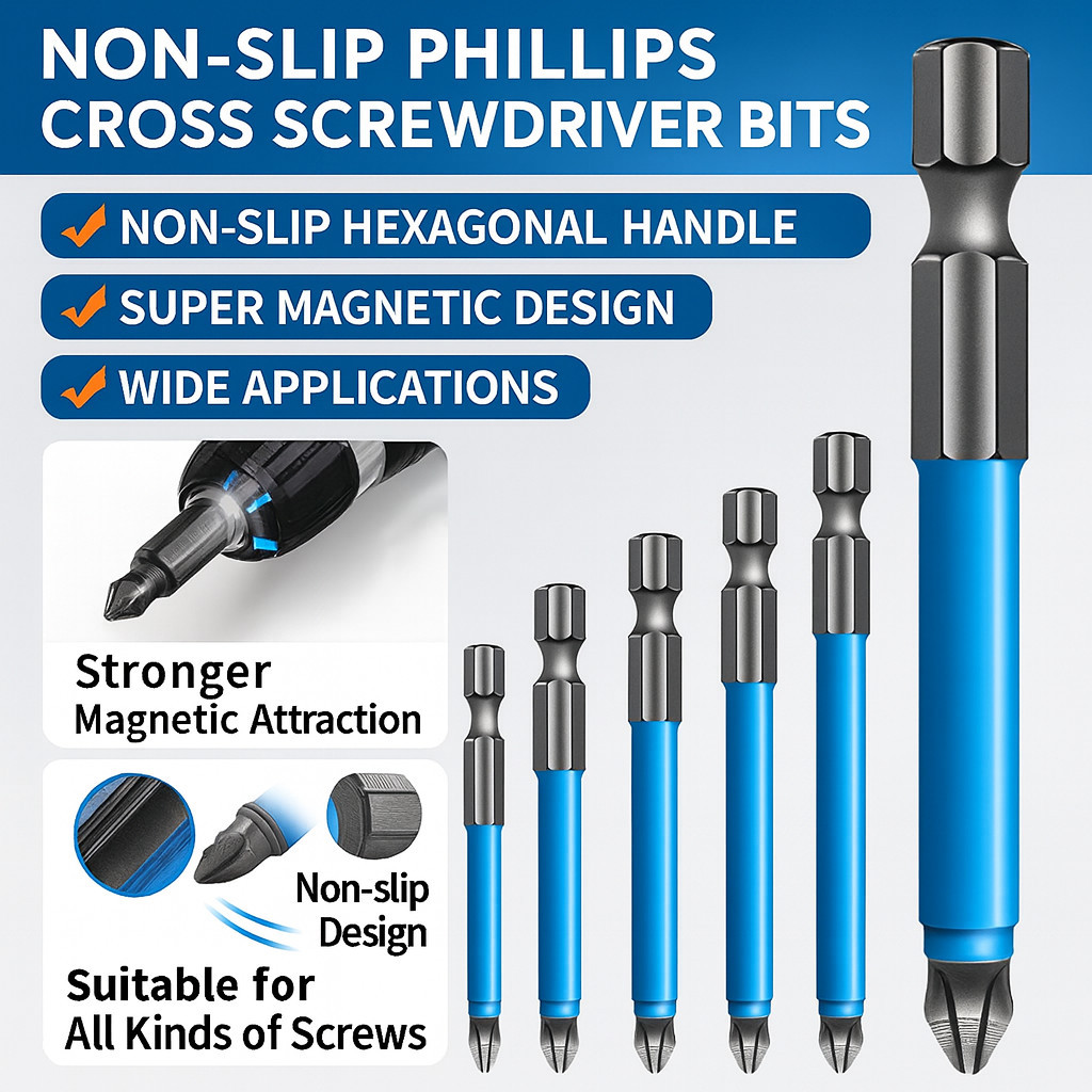 7PCS PH2 Magnetic Screwdriver Bits Set – S2 Steel Anti‐Slip Drill ...