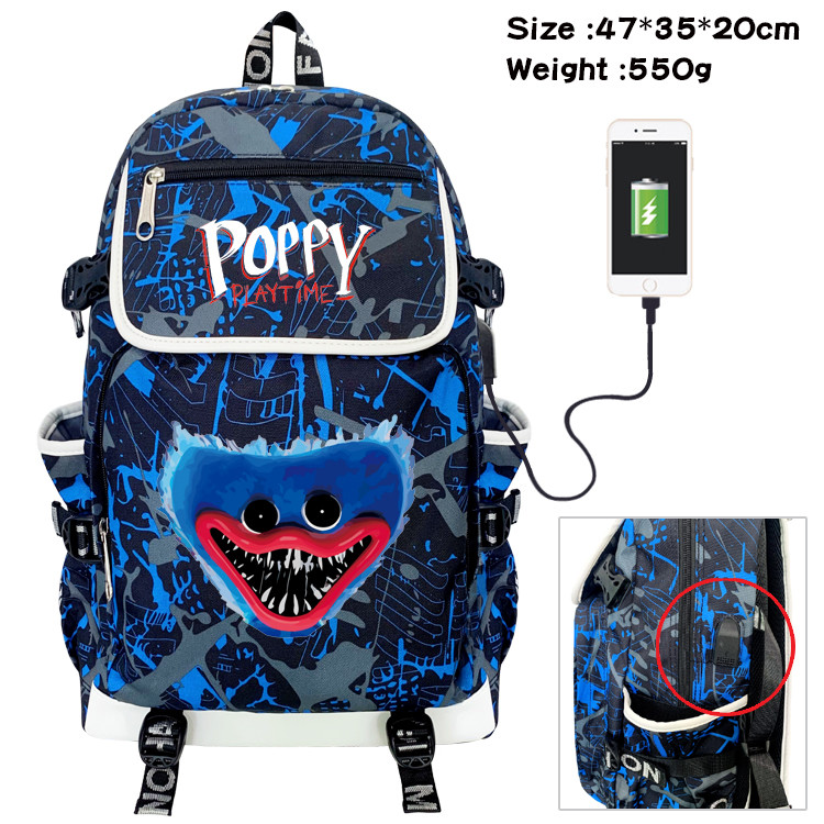 Poppy Cartoon Student USB Interface Backpack Children Canvas Casual ...