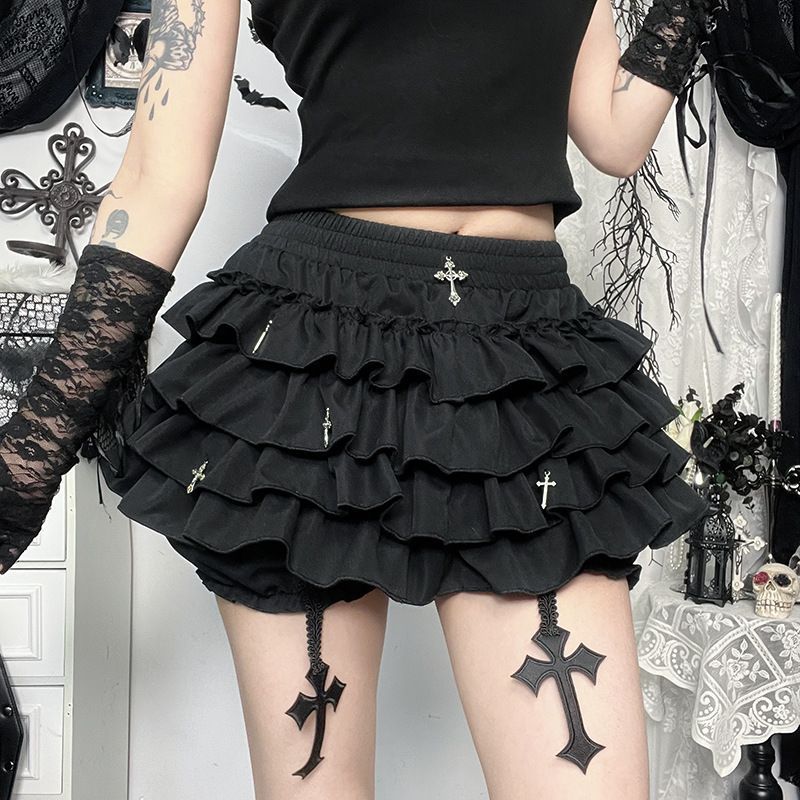 Gothic Style Cross Unique Anti-glare Multi-Layer Mini Skirt | Shopee ...