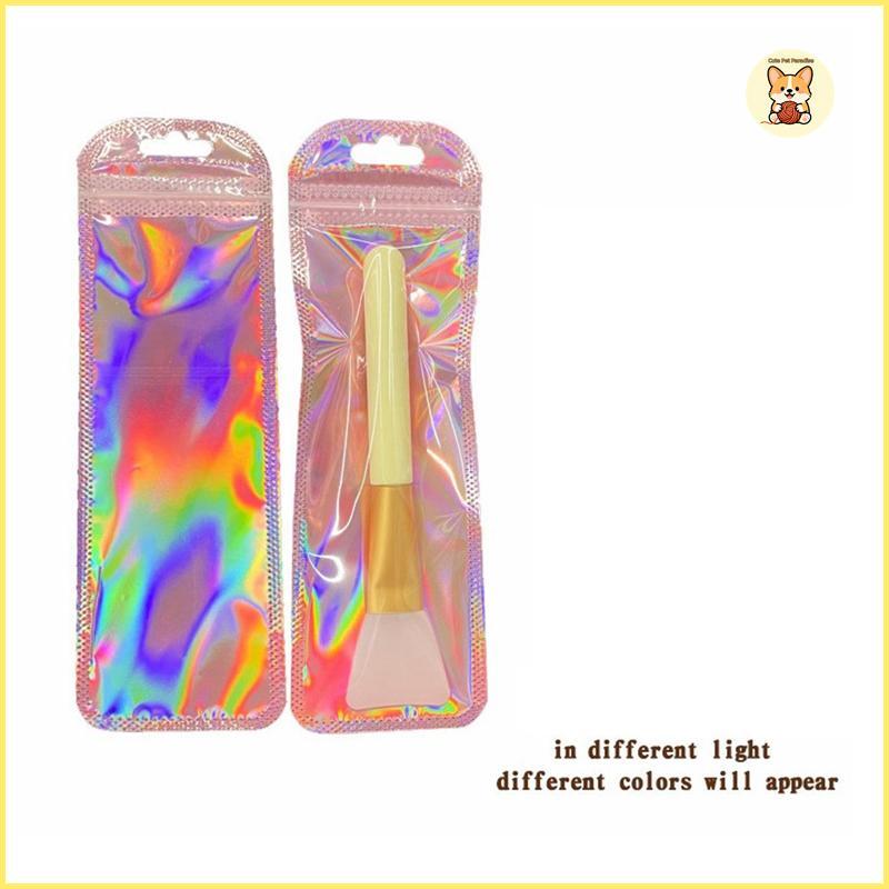 COD 50pcs 4 Styles Laser Packaging Bag Flat Cosmetic Bag Holographic ...
