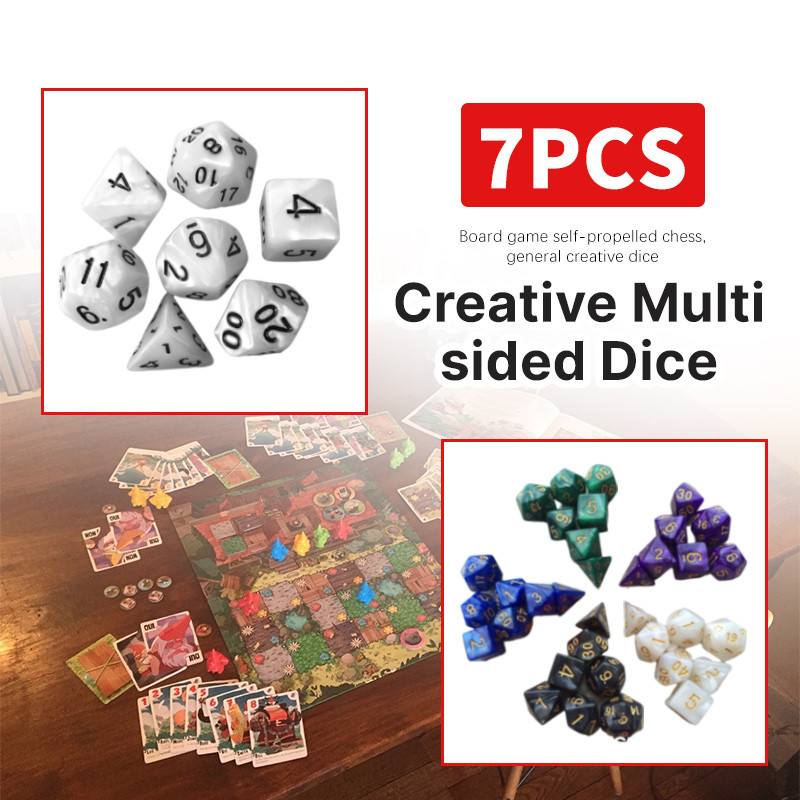 7Pcs RPG Dice Set Effect Pearl Veins Style For Party Dungeon Dragons ...