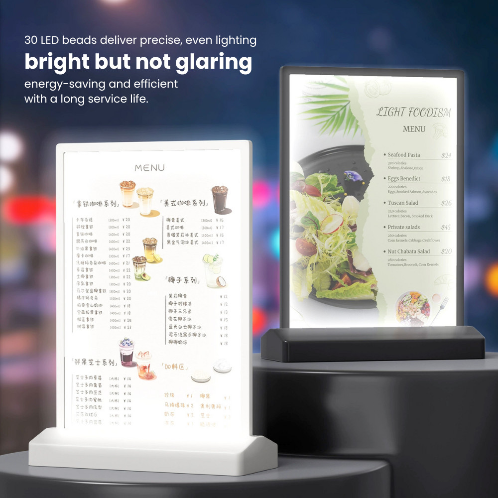 A4 Illuminated Menu Stand Double Sided | Acrylic T-Shaped Countertop ...