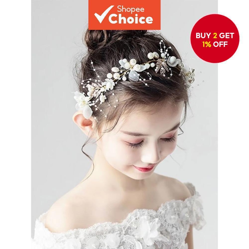 New Kids Flower Crown Headband – Crystal Tiara Floral Wreath for Girls ...