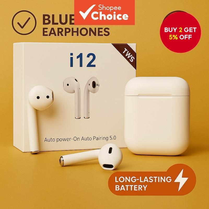 I12 Earphone TWS Wireless Earbuds Long Battery Life Sports Friendly ...